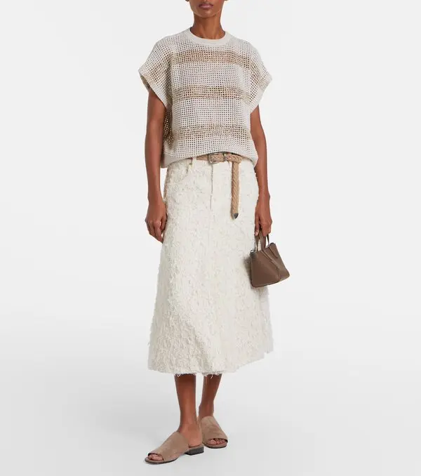 Brunello Cucinelli Open-knit Sequined Cotton Sweater