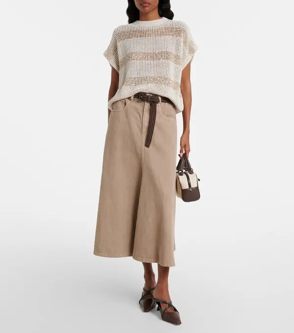 Brunello Cucinelli Open-knit Sequined Cotton Sweater