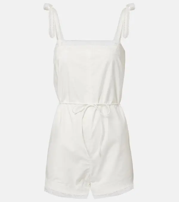 Faithfull The Brand Reine Lace-trimmed Cotton Romper - White