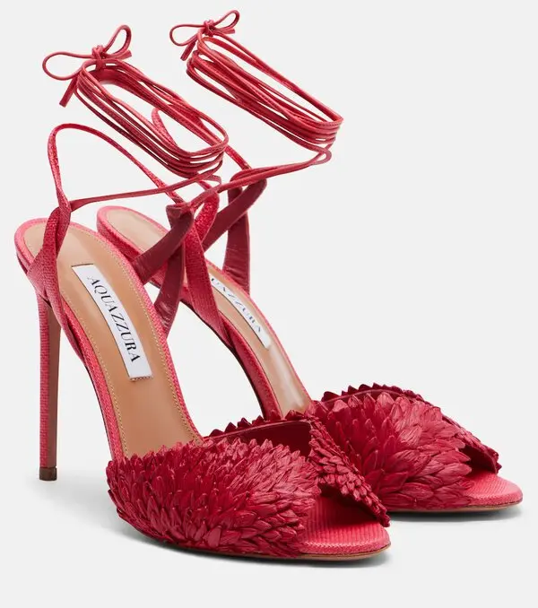 AQUAZZURA Rio Flirt Raffia Sandals - Pink