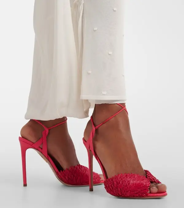 AQUAZZURA Rio Flirt Raffia Sandals - Pink