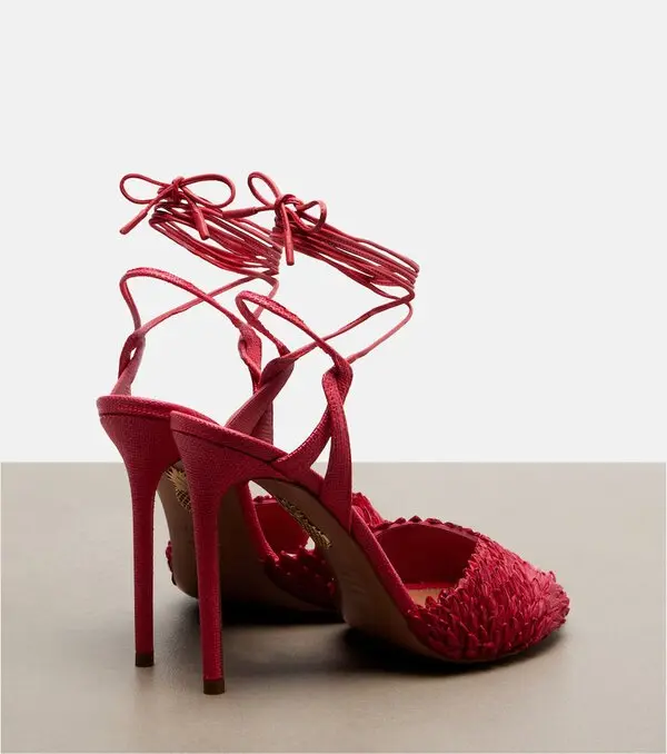 AQUAZZURA Rio Flirt Raffia Sandals - Pink