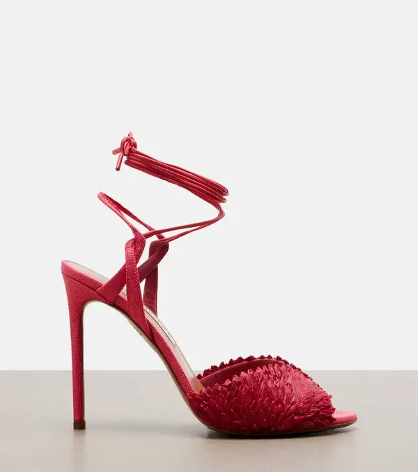 AQUAZZURA Rio Flirt Raffia Sandals - Pink