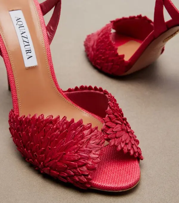 AQUAZZURA Rio Flirt Raffia Sandals - Pink