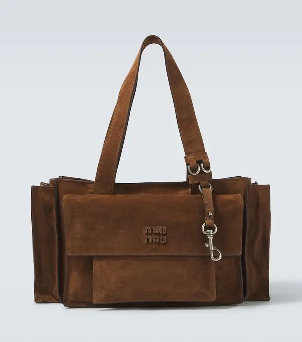 Miu Miu Utilitaire Suede Tote Bag - Brown