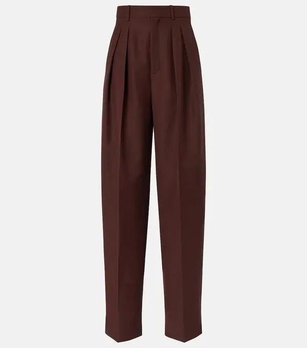 Saint Laurent Wool And Mohair Wide-leg Pants - Brown