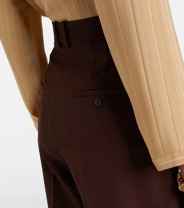 Saint Laurent Wool And Mohair Wide-leg Pants - Brown