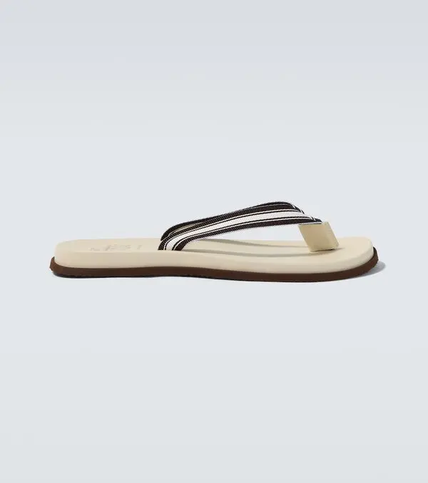 Brunello Cucinelli Striped Thong Sandals - White