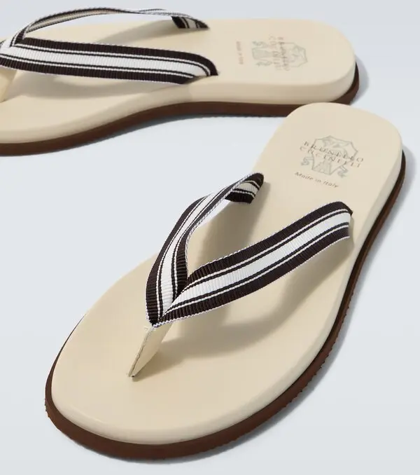 Brunello Cucinelli Striped Thong Sandals