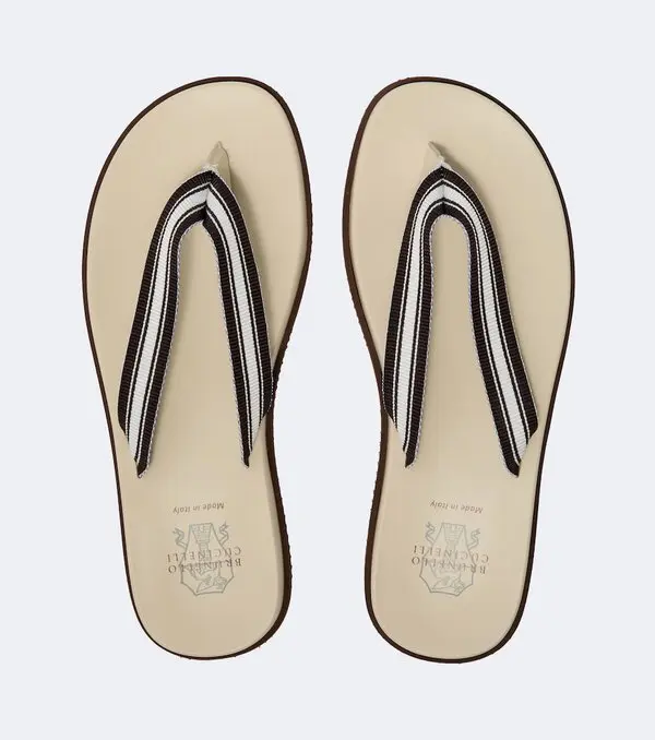 Brunello Cucinelli Striped Thong Sandals