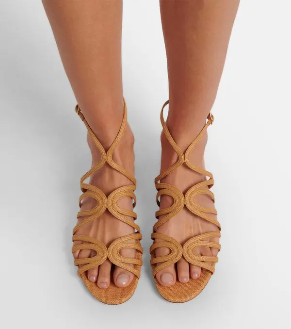 AQUAZZURA Serenade Raffia Sandals - Beige