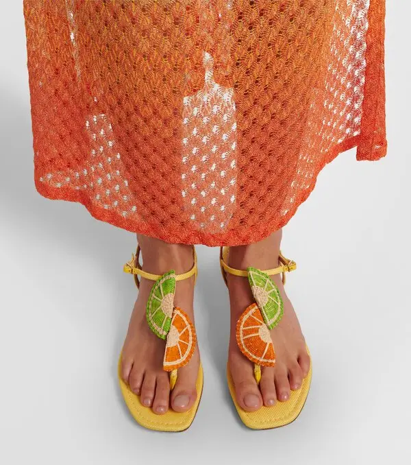 AQUAZZURA Citrus Sugar Raffia Slingback Sandals