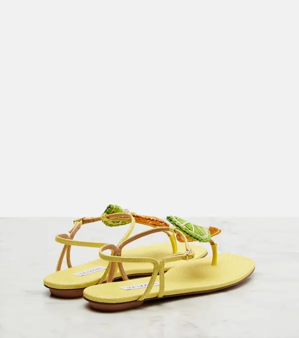 AQUAZZURA Citrus Sugar Raffia Slingback Sandals