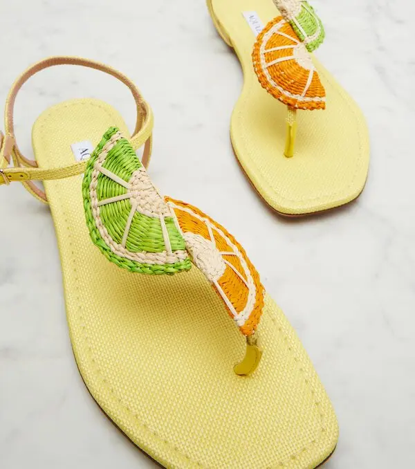 AQUAZZURA Citrus Sugar Raffia Slingback Sandals