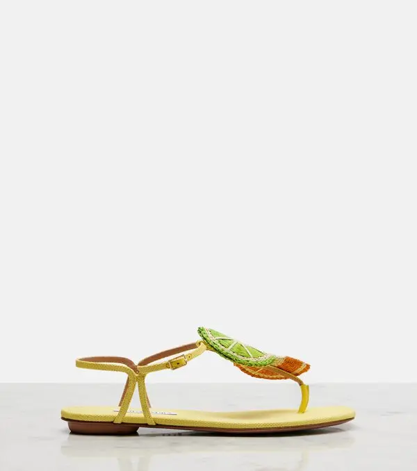 AQUAZZURA Citrus Sugar Raffia Slingback Sandals