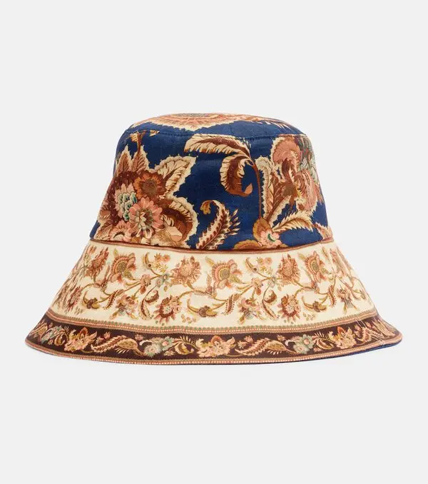 Zimmermann Reversible Printed Linen Bucket Hat