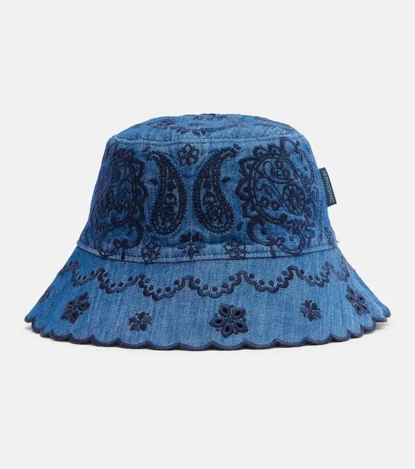 Zimmermann Embroidered Denim Bucket Hat - Blue