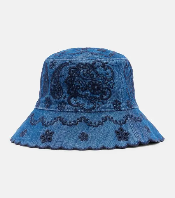 Zimmermann Embroidered Denim Bucket Hat