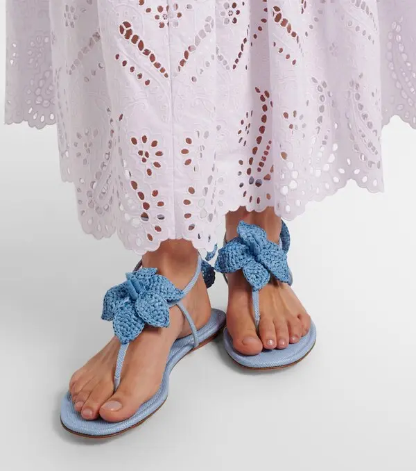 AQUAZZURA Calypso Raffia Thong Sandals