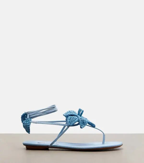 AQUAZZURA Calypso Raffia Thong Sandals
