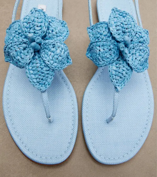 AQUAZZURA Calypso Raffia Thong Sandals