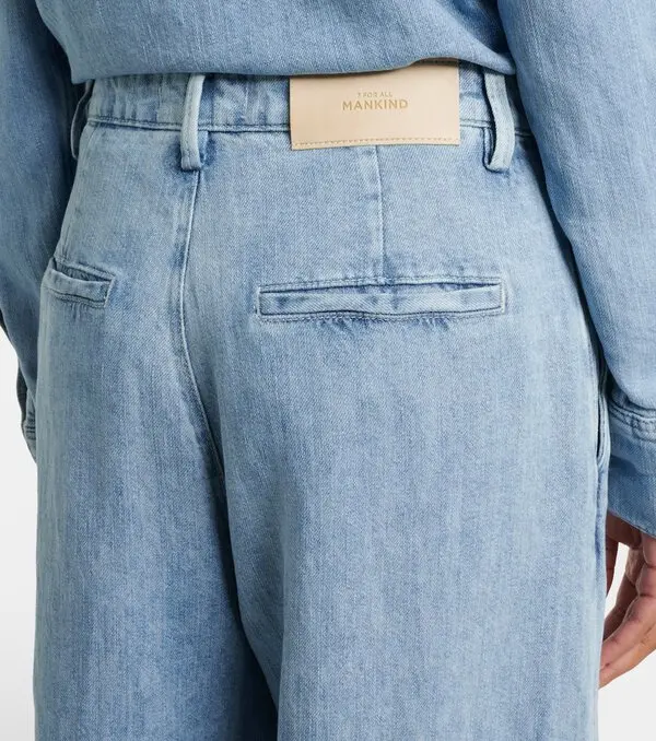 7 For All Mankind Cotton And Linen Wide-leg Jeans - Blue