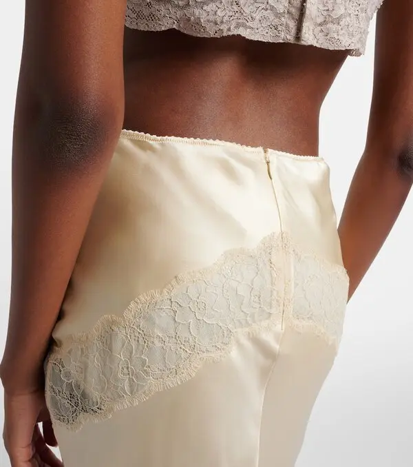 Dolce & Gabbana Lace-trimmed Silk-blend Satin Slip Skirt - White