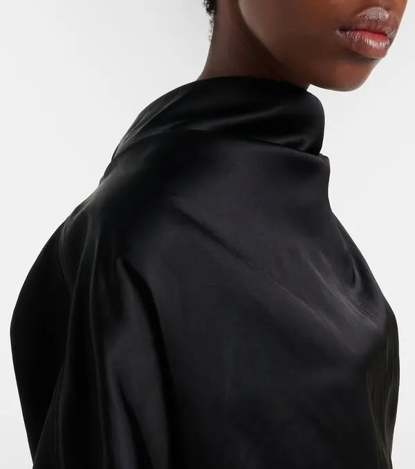 TOTEME Draped Satin Blouse - Black