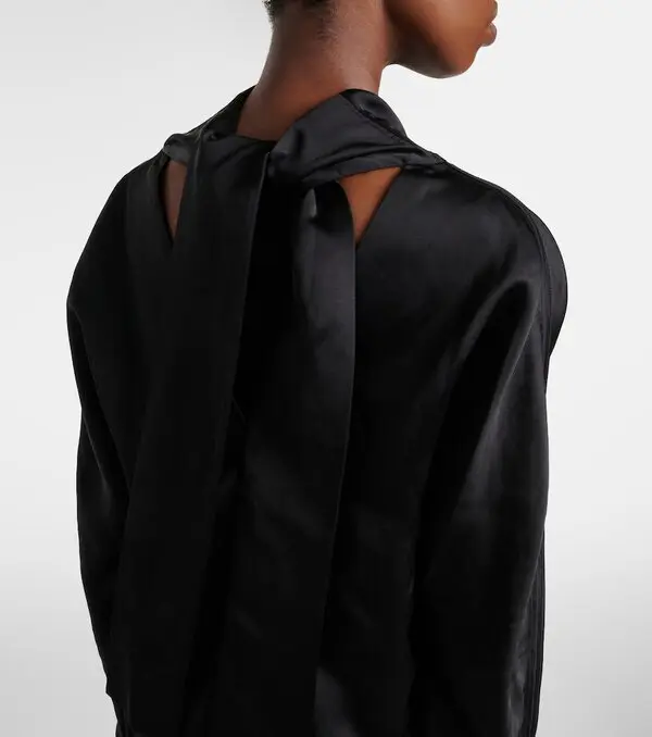 TOTEME Draped Satin Blouse - Black