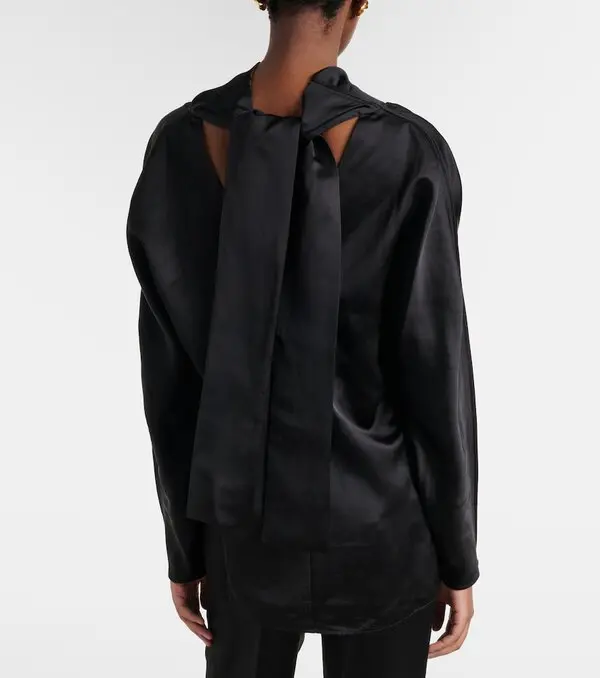 TOTEME Draped Satin Blouse - Black