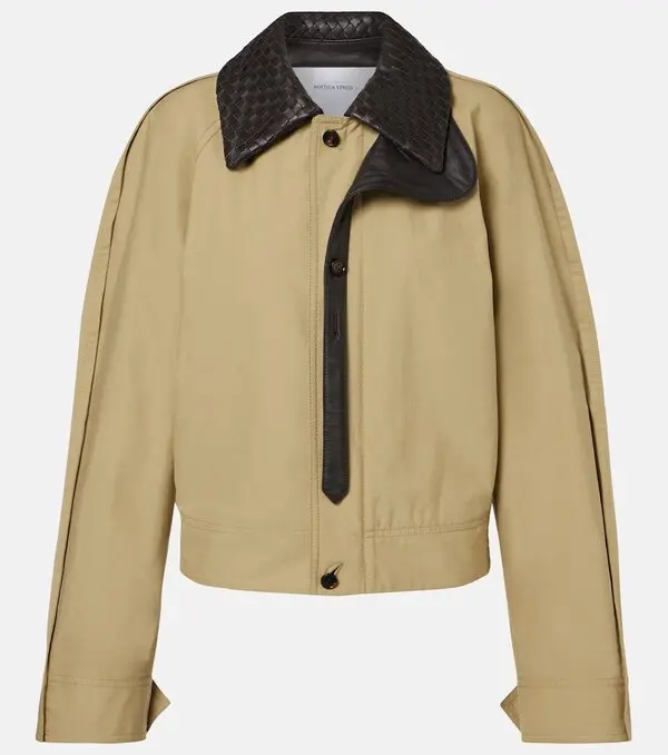 Bottega Veneta Intrecciato Leather-trimmed Blouson - Beige