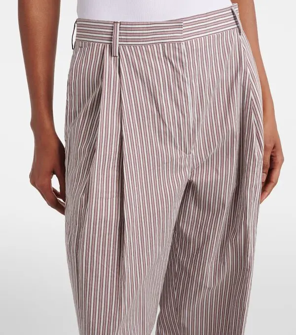 Dries Van Noten Striped Cotton And Silk Trousers - Brown