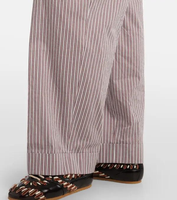Dries Van Noten Striped Cotton And Silk Trousers - Brown