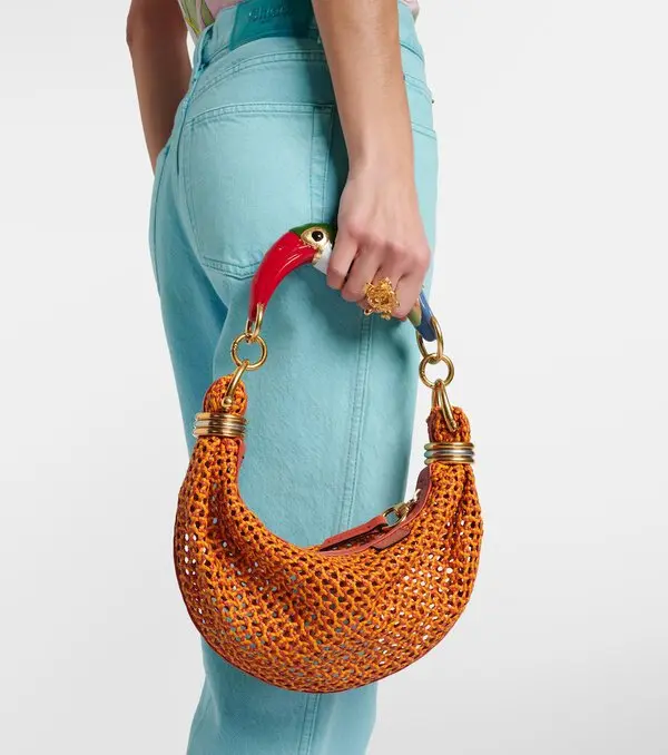 Chloé Small Woven Leather Shoulder Bag - Orange