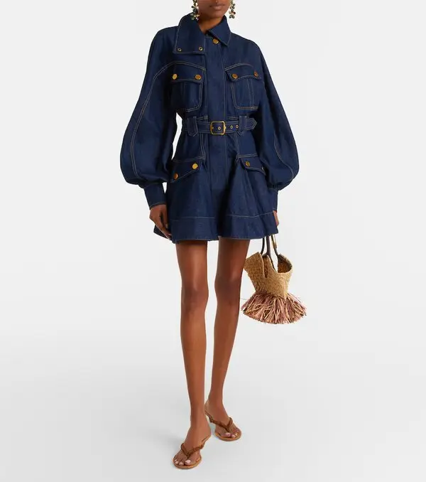 Zimmermann Luna Belted Denim Minidress