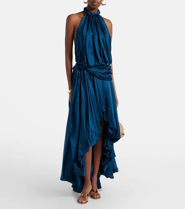 Zimmermann Alchemy Gathered Silk Satin Maxi Dress