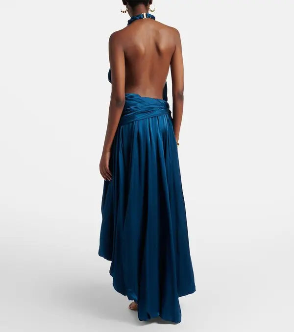 Zimmermann Alchemy Gathered Silk Satin Maxi Dress