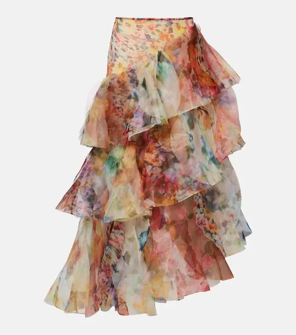 Zimmermann Luna Floral Ruffled Maxi Skirt - Multicoloured