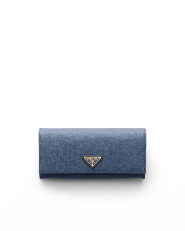 Prada Large Saffiano Leather Wallet - Blue