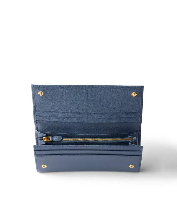 Prada Large Saffiano Leather Wallet - Blue