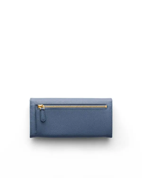 Prada Large Saffiano Leather Wallet - Blue