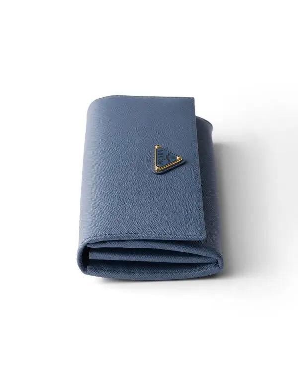 Prada Large Saffiano Leather Wallet - Blue