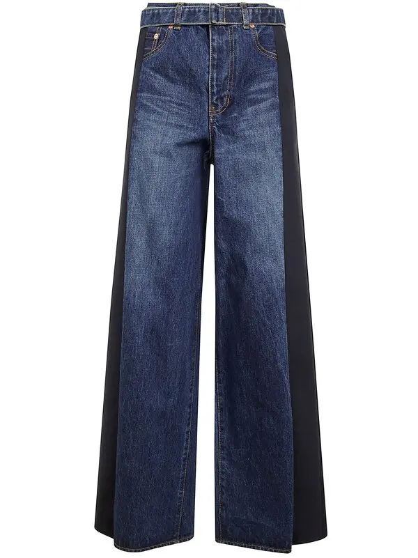 Sacai Denim X Suiting Wide Leg Trousers - Blue