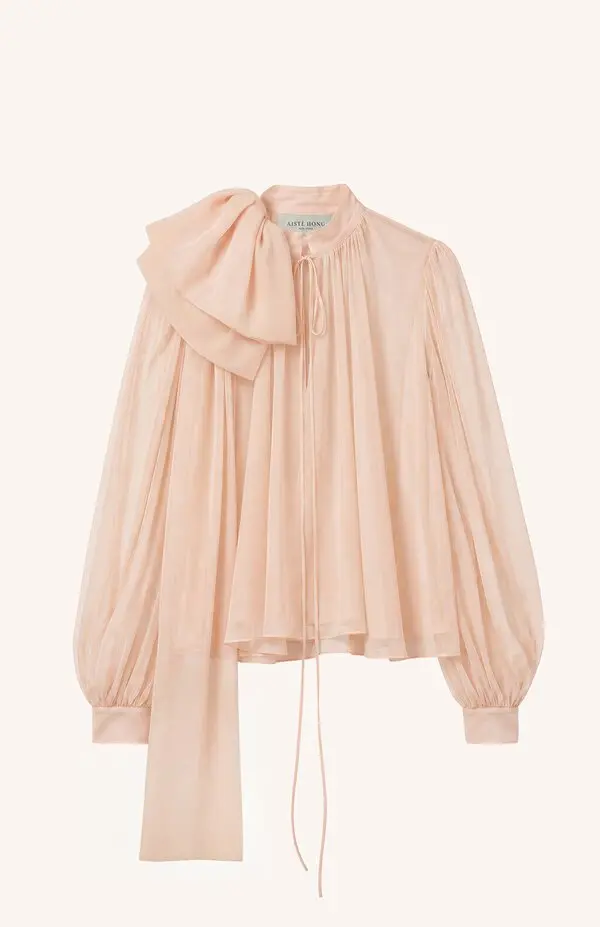 Aiste Hong Ruffle Collar Chiffon Blouse - Peach