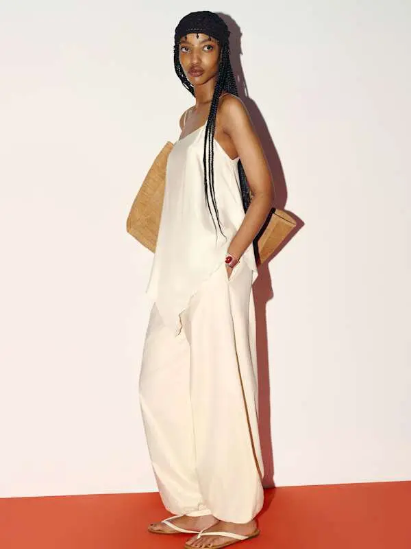 REFORMATION Esme Silk Twill Top - Ivory