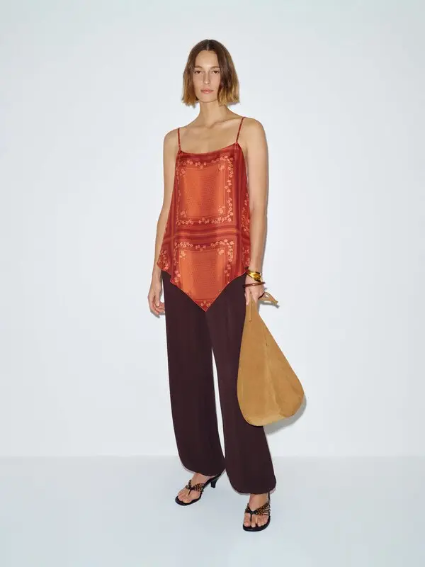 REFORMATION Esme Silk Twill Top - Red
