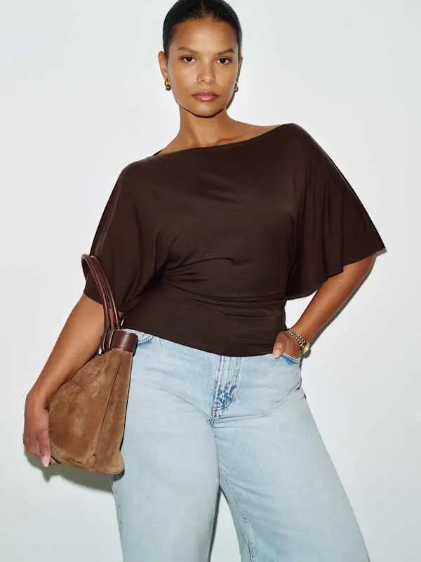 REFORMATION Avery Knit Top - Brown