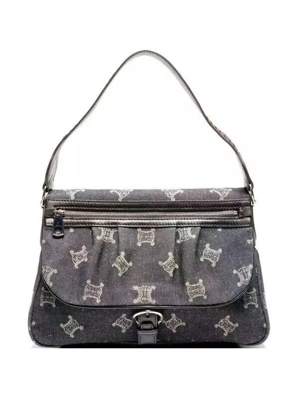 Celine 2000s Printed Denim Shoulder Bag
