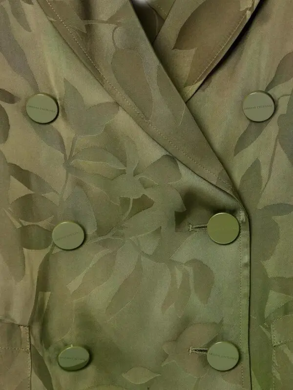 Armani Exchange Leaf-print Double-breasted Blazer - Green
