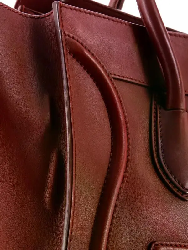 Celine Luggage Bag Smooth Leather Mini Tote - Red